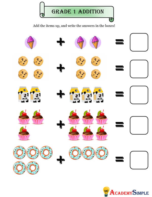 Math, Addition Worksheet for Preschool and First-Grade Students ...