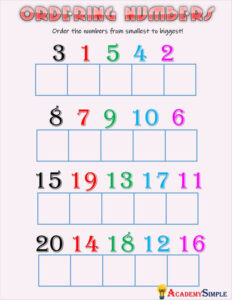 Ordering Numbers Worksheet #3 - Academy Simple