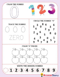 Number Zero Worksheets