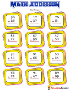 Math Addition with Regrouping, 2 Digit Addition Worksheet #3 - Academy ...