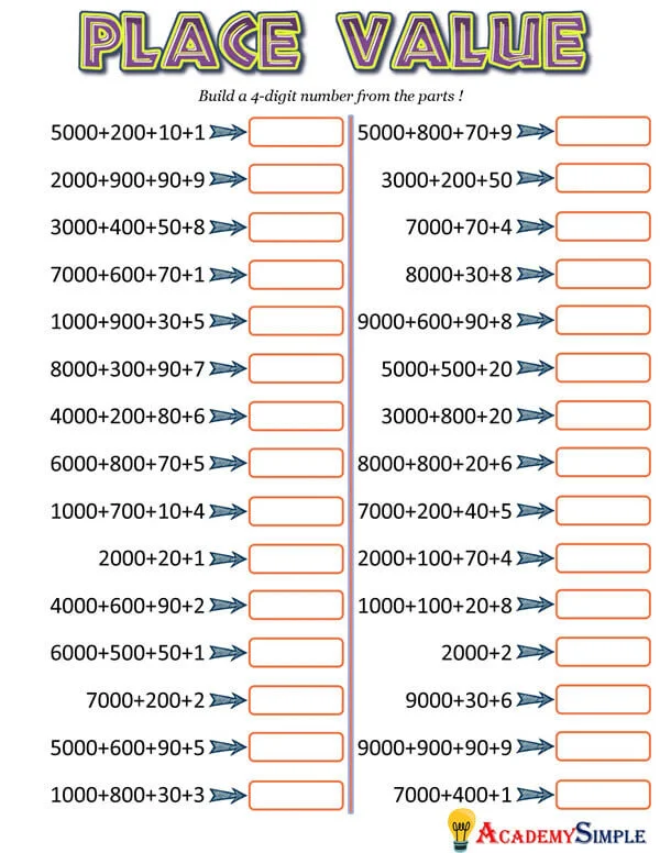 Place Value To 1000 Worksheets 2nd Grade Place Value Worksheets