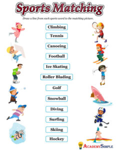 Word Picture Match Worksheet, Learning Vocabulary- Sports #2 - Academy ...