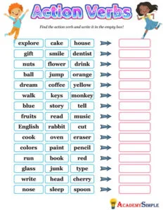 Action And Linking Verbs Quiz Pdf Verbs Worksheets | Action Verbs