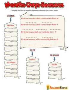 Units of Time Activity, Months-Days-Seasons #2 - Academy Simple