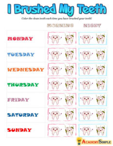 Tooth Brushing Chart - Weekly - Academy Simple
