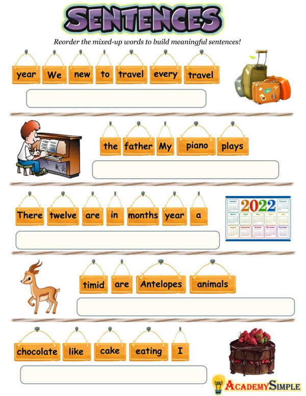 Scrambled Sentences Worksheet 11 Academy Simple Scrambled Sentences Worksheet 11 Academy Simple