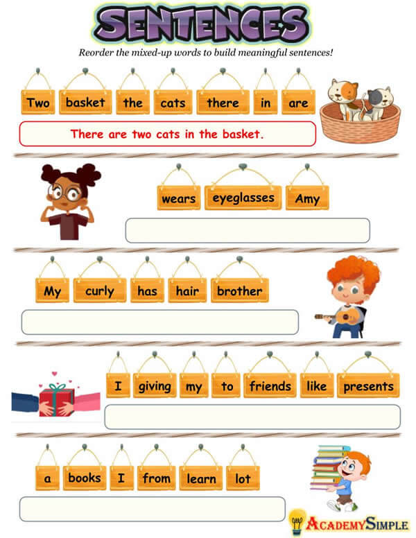 Scrambled Sentences Worksheet 7 Academy Simple