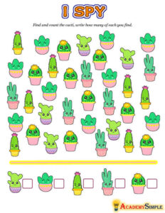 Visual Perception, I Spy- Find and Count Worksheet - Academy Simple