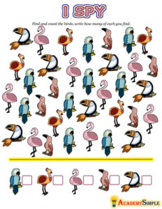 Visual Perception, I Spy- Find and Count Worksheet #3 - Academy Simple