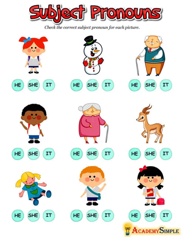 Subject Personal Pronouns Worksheet Free Esl Printable