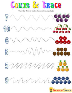 Preschool Worksheets, Count and Trace Activity #2 - Academy Simple