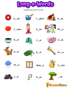 Phonics, Vowels Worksheets- Long-o-Words - Academy Simple