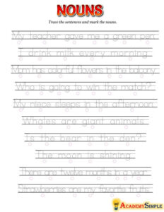 English Grammar, Word Types- Identifying Nouns Worksheet #4 - Academy ...