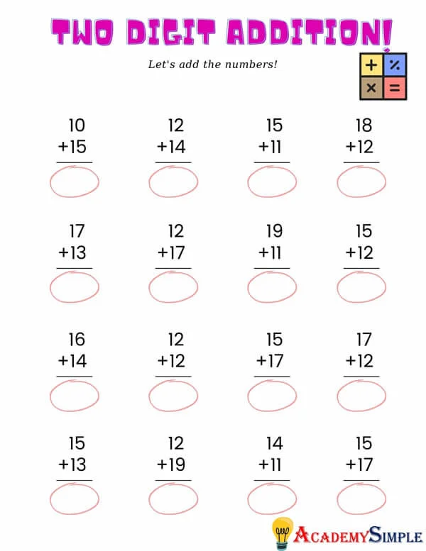 Two Digit Addition Worksheets Two Digit Addition Regrouping Worksheet