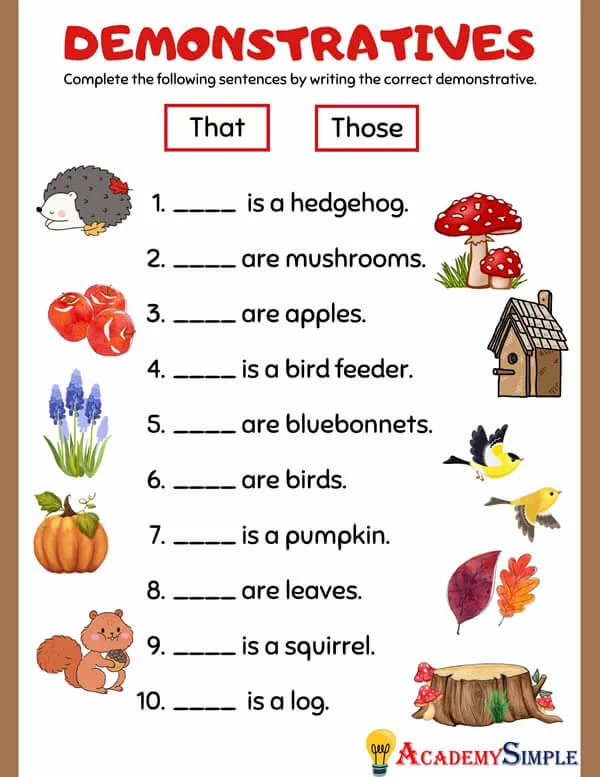 Demonstratives Worksheets 50+ Demonstrative Pronouns Worksheets For