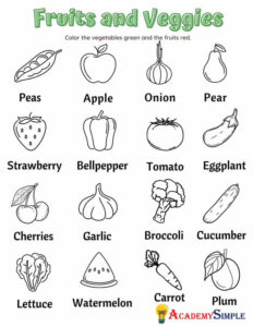 Science for Kids, Plants - Fruit or Vegetable Worksheet #2 - Academy Simple