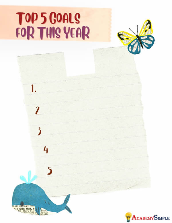 Printables, Goals for the Year Chart for Students - Academy Simple