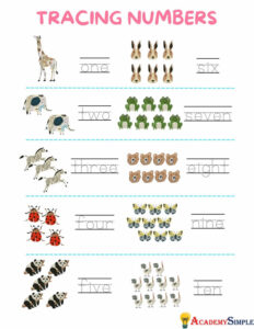 Trace the Numbers, Count and Write - Animals - Academy Simple