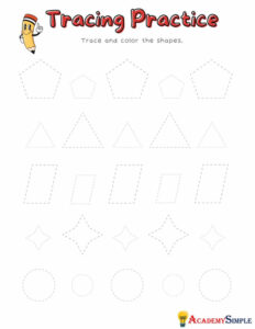 Tracing Practice Worksheet - Trace the Geometrical Shapes #2 - Academy ...