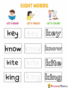 Reading Tracing and Coloring Sight Words – Sight Words with the Letter ...