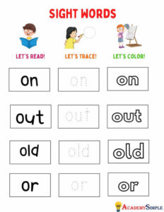 Reading Tracing and Coloring Sight Words – Sight Words with the Letter ...