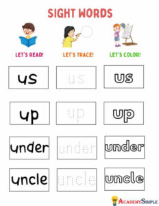 Reading Tracing and Coloring Sight Words – Sight Words with the Letter ...