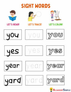 Reading Tracing and Coloring Sight Words – Sight Words with the Letter ...