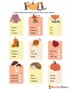 English Words & Vocabulary Worksheets – Fall Words - Academy Simple