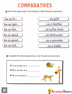 English Grammar Worksheets - Making Comparisons with 'As+ Adjective ...