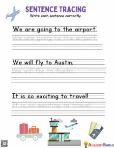 Tracing Sentences Worksheets – Airport - Academy Simple