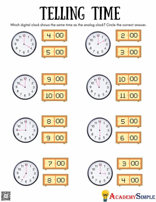 Time Worksheets Digital Analog And Digital Clocks 1st Grade Math