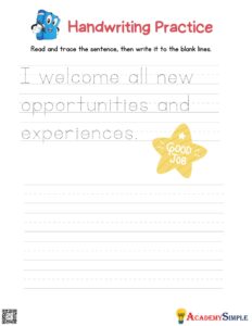 Sentence Tracing Worksheet, Handwriting Practice #2 - Academy Simple