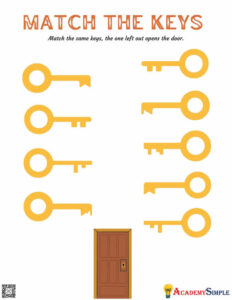 Image Recognition Worksheet- Match the Keys - Academy Simple