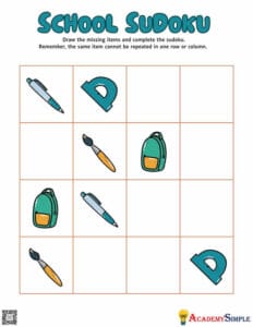 Brain Training Worksheets Sudoku Puzzle for Kids - School Items ...