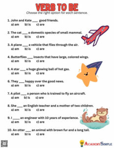 English Grammar Worksheets, Verb to Be – Am/Is/Are #4 - Academy Simple
