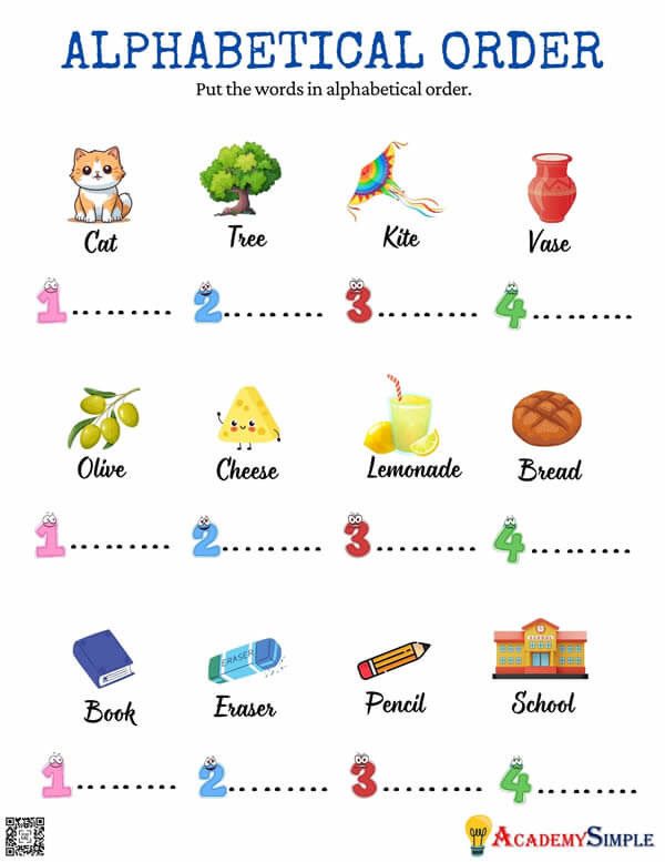 Alphabetical Order Worksheet with Answers - Academy Simple