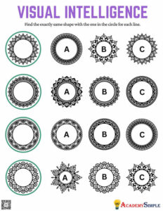 Visual Intelligence Worksheets - Find the Same Mandala - Academy Simple